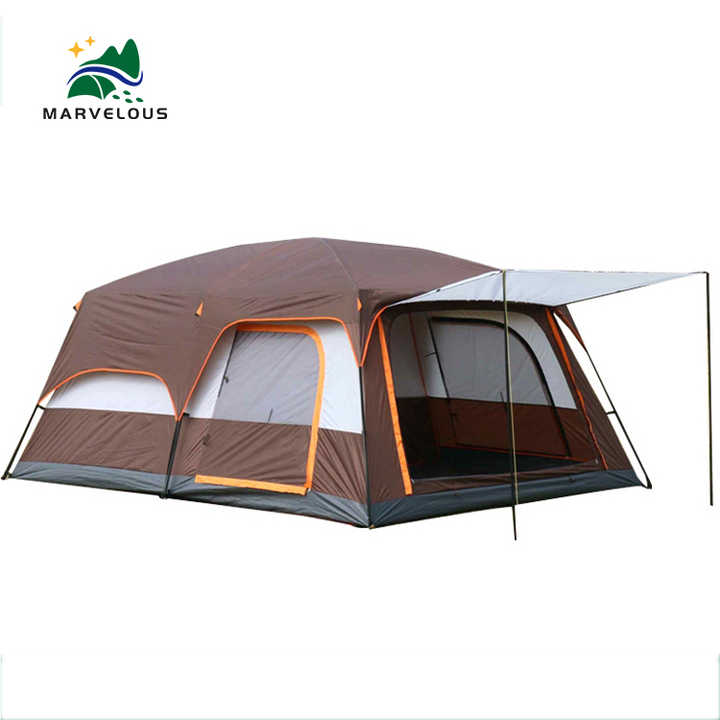 Large Wind-Resistant Double-Layer Glamping Tent for Family Outdoor ...