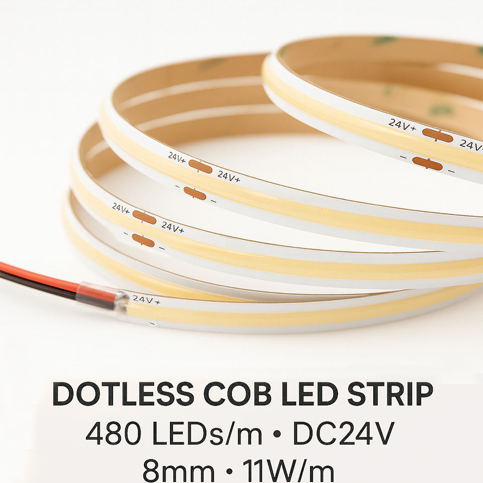 24V COB LED Strip Light 480 LEDs/m High Lumen 135 Lm/W IP20 Commercial ...