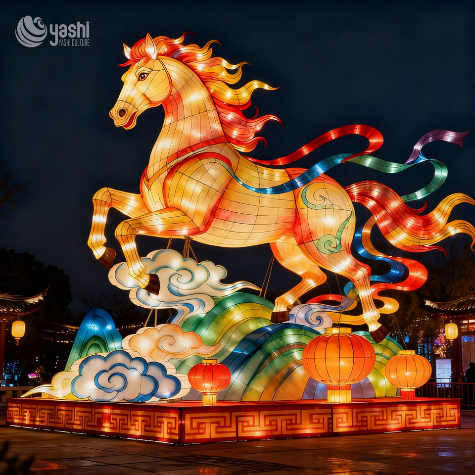 Chinese Style Outdoor Animal Sculpture Lantern - Horse Year Spring ...