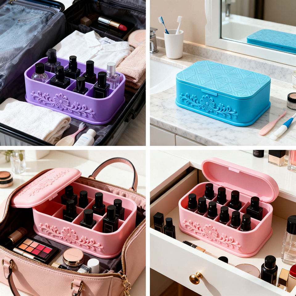 Silicone Perfume Organizer Box: Travel-Friendly Cosmetic Storage Case ...