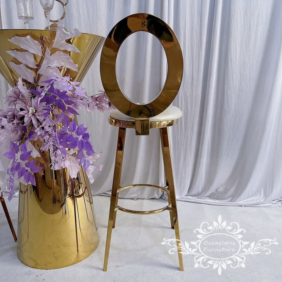 Wedding Party Rental High Bar Stools Stainless Steel Ring O Back Bar ...