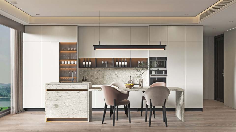 Free Design Modular Solid Oak Wood White High Gloss Water Resistant Eco ...