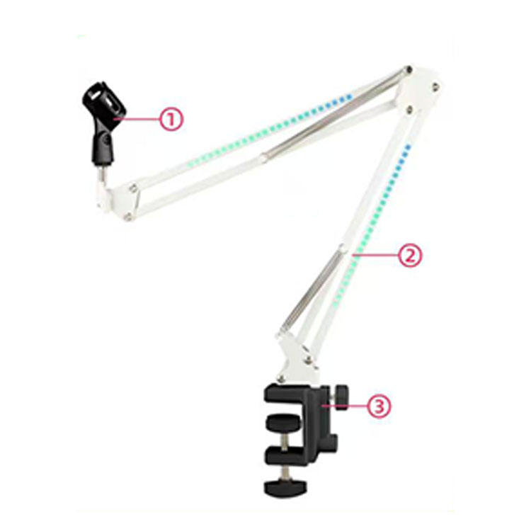 Retractable Wall-Mounted Mic Arm with RGB Lighting | Portable Foldable ...