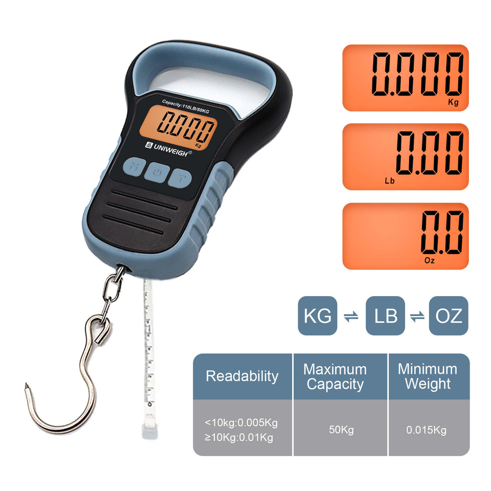 Portable 50kg Handheld Stainless Steel LCD Electronic Hanging Luggage ...