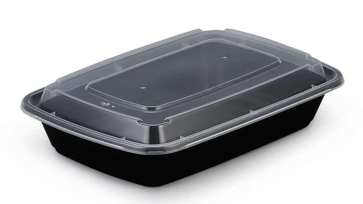 24 oz Black Rectangular Microwavable Food Parcel Box Takeaway Plastic ...