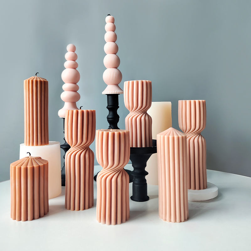 Geometric Spire Striped Cylinder Candle Mold DIY