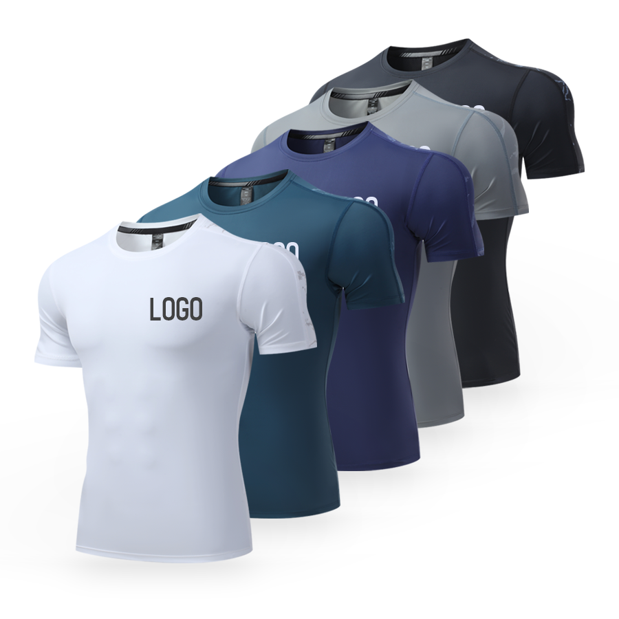 Custom Printed Men's Gym Compression Shirt Quick Dry Solid Pattern ...