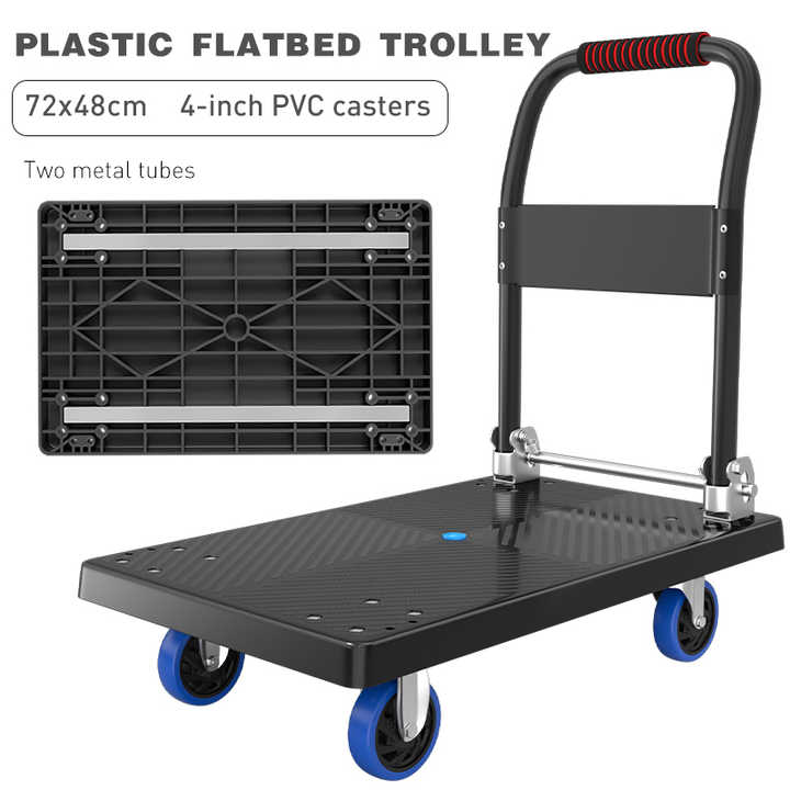 200kg Heavy Duty Manual Platform Trolley Industrial 4-Wheel Foldable ...