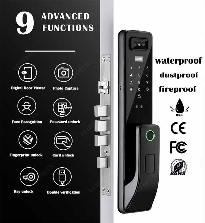 Face Fingerprint Recognition Smart Digital Lock Waterproof Tuya Wifi ...