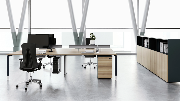 Modular cubic office table staff workstation for 4 person wooden desk ...