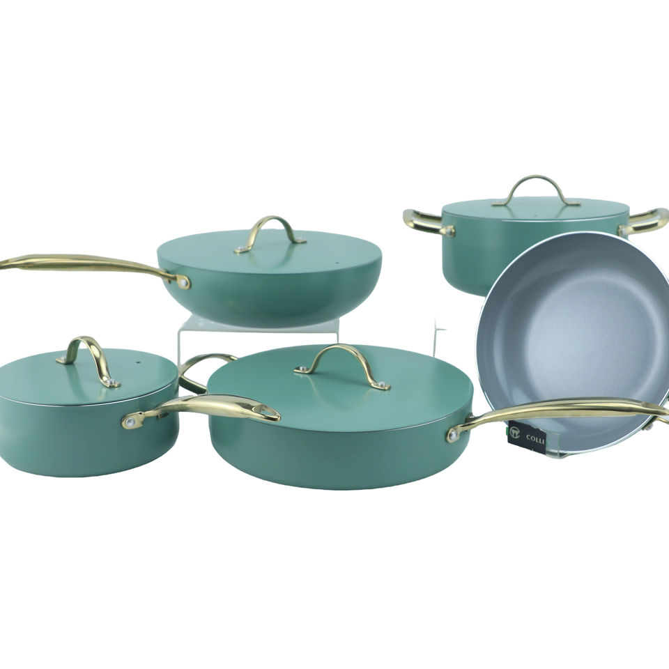 Classic 9-Piece American Style Aluminum Cookware Set Soft Touch ...