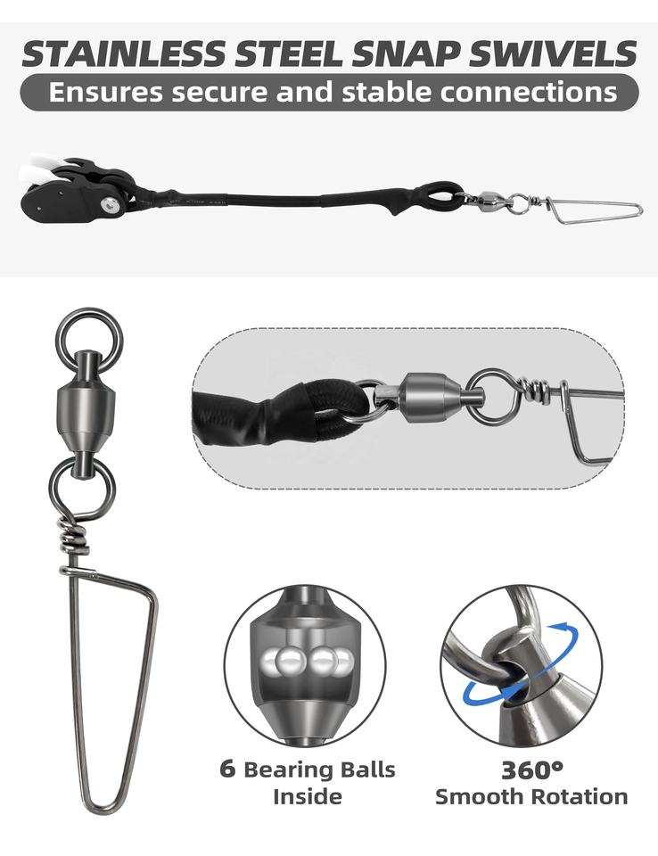 Halyard Outrigger Line Lock Pulley with Stainless Steel Snap Swivel for ...