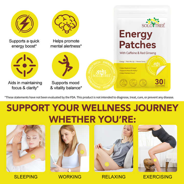 SOLOTREE Clear Booster Energy Patch Biodegradable Vitamin B12 Energy ...