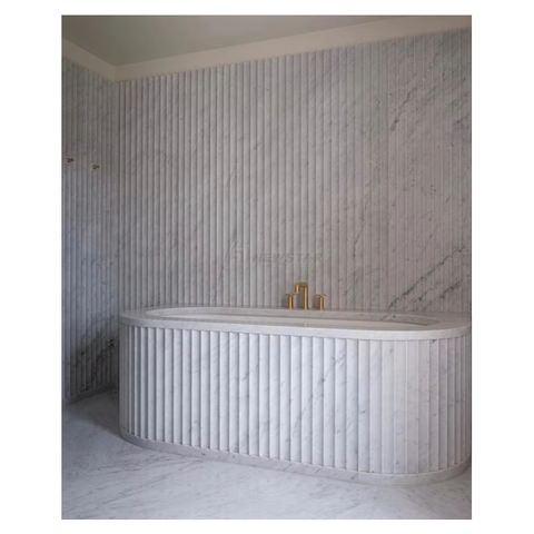 New Design Beige Travertine Wands Curve Fluted Marble Tile