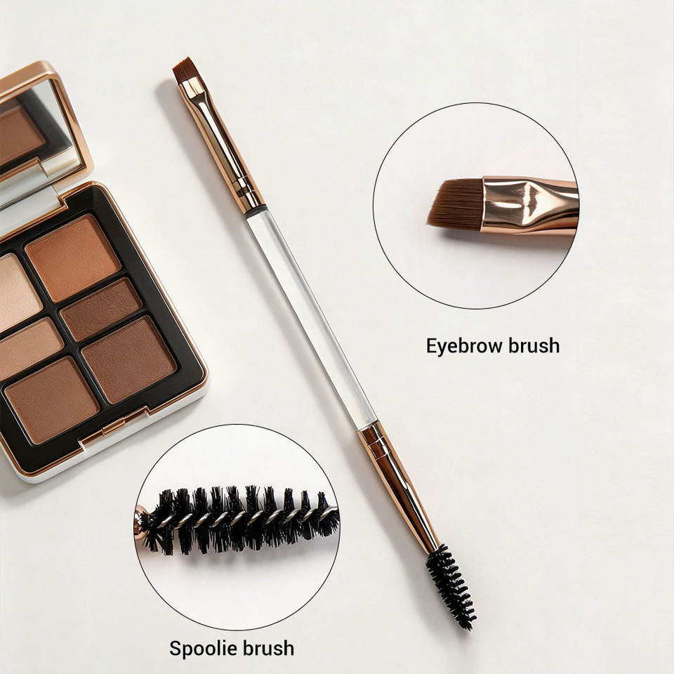 Custom Logo Dual Ended Brow Brush and Spoolie Professional Angled ...