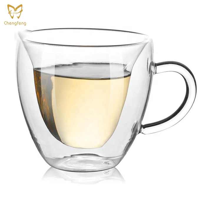 Heart Shaped Double Walled Insulated Glass Coffee Mugs or Tea Cups, Double Wall Glass 8 Oz ...