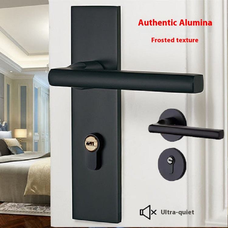 Modern Black Solid Wood Split Bedroom Alumina Door Lock Luxury Simple ...