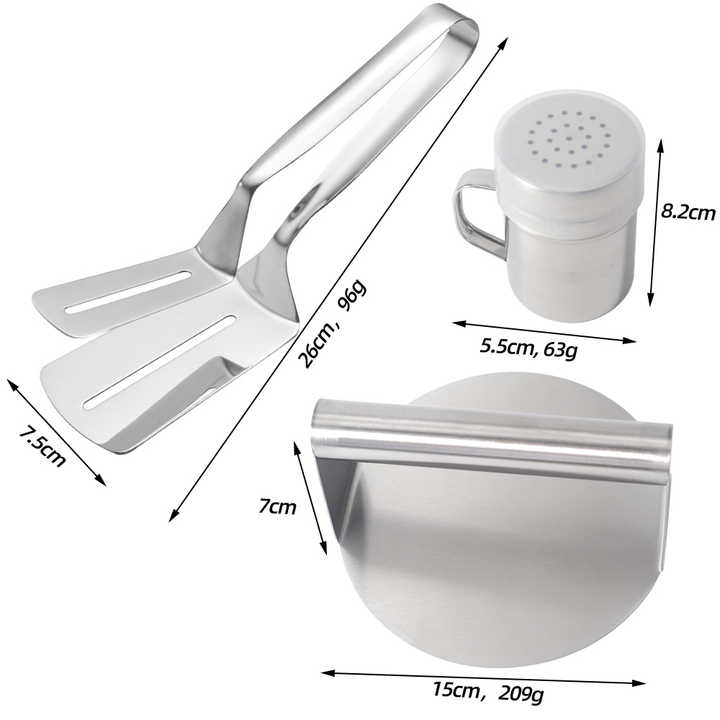 Manual meat stainless steel crushed smash burger press kit with Grill ...
