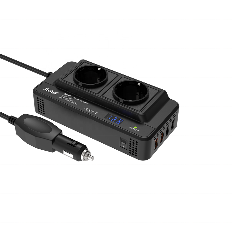 Meind 12V to 220V Car Power Inverter 400W Peak with European Sockets ...