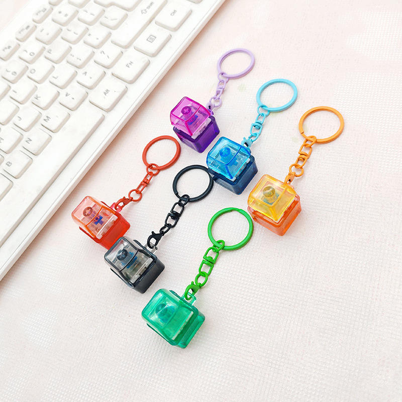 Cartoon Plastic Keyboard Keychain Cube Decompression Mechanical-Switch ...