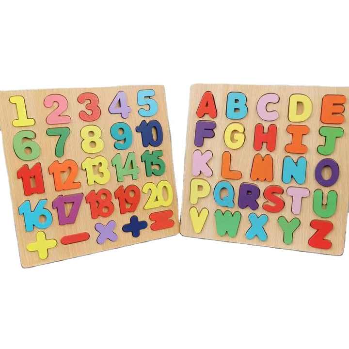 Kids Wooden Board Alphabet Number Montessori 3D Learning Puzzle Early ...