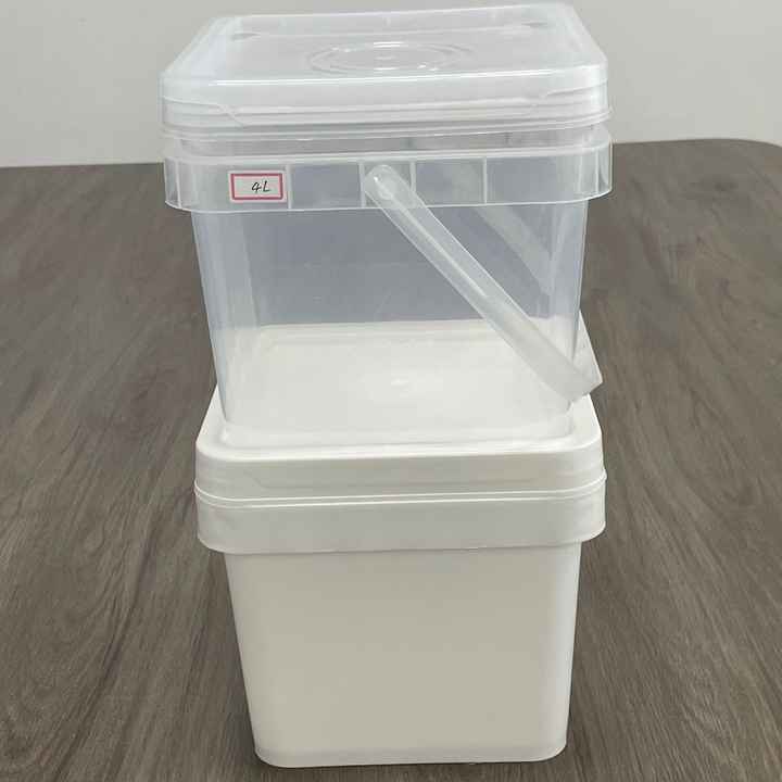 2 Gallon Plastic Pail with Flat Bucket Lid Transparent Square Pail ...