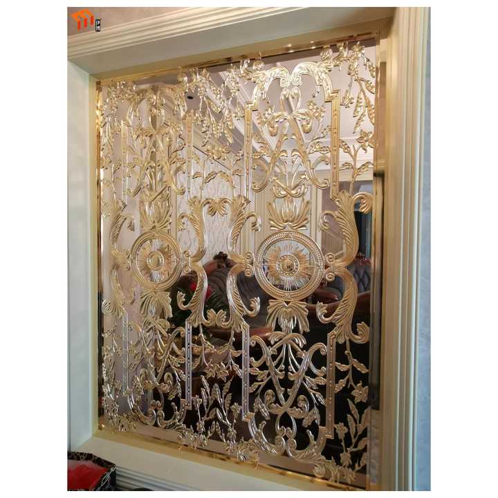 Custom Gold Metal Screen Partition Modern Design for Villa Courtyard ...