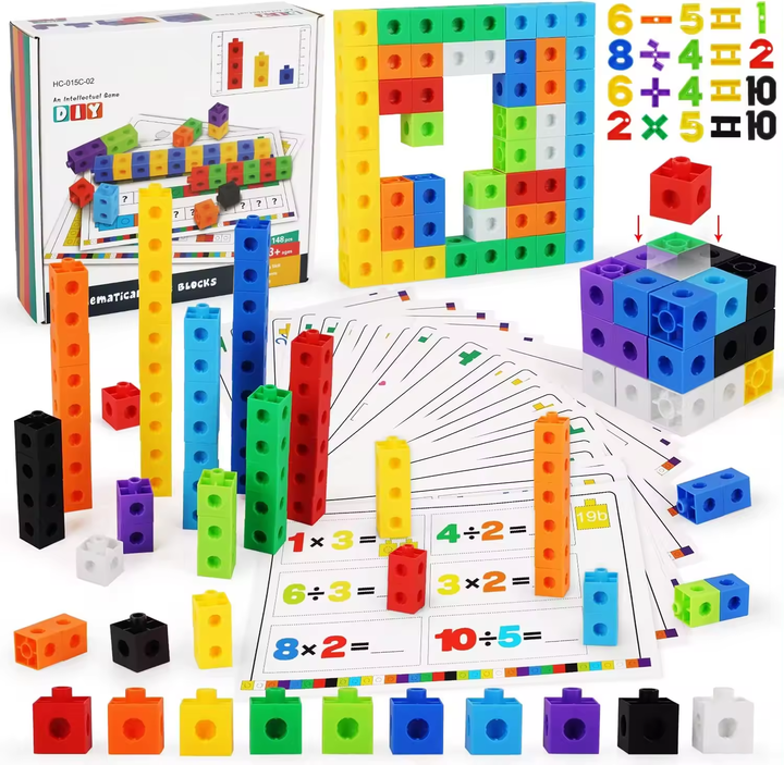 Math Link Cubes Math Activity Set Number Blocks Counting Toys Snap ...