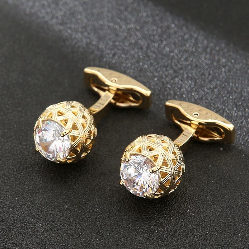 Copper Cut-Out Micro Insert Zircon Premium Two-Tone Cufflinks Women's ...