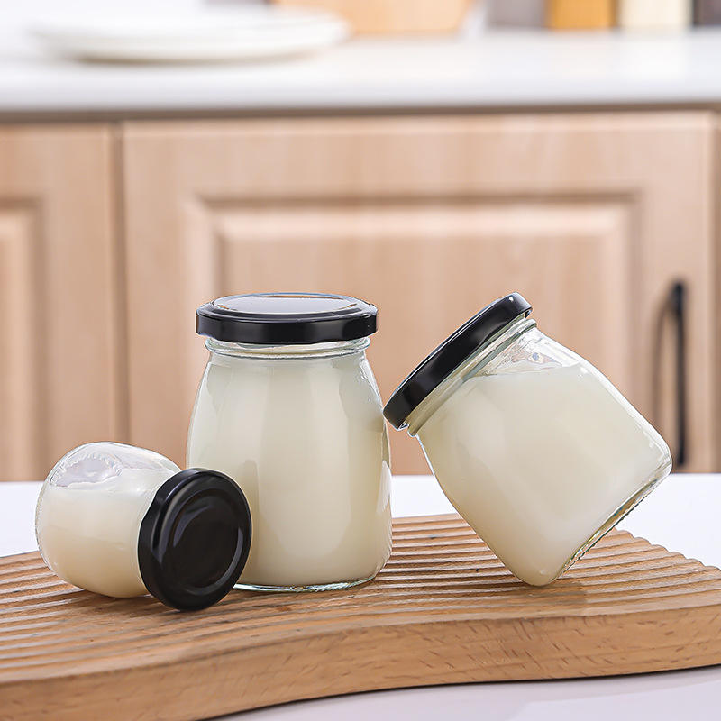 Empty Milk Pudding Jar Bottle Glass With Screw Lid 50ml 150ml 200ml ...