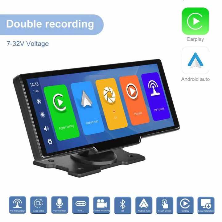10 Inch Portable Carplay Touch Screen HD 4K Ultra AHD Rear Camera Black ...