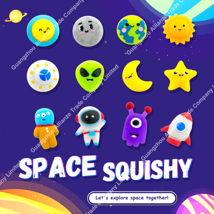 12 Styles Squeeze Toys Kawaii Cute Mini Alien Rocket Astronaut Planet ...