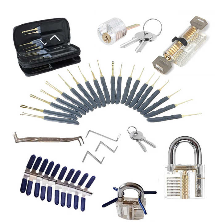 24pcs Single Hook Lock Picks with 3pcs Practice Padlocks