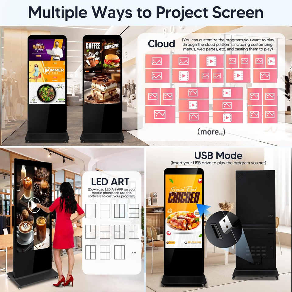 55" Indoor Floor Stand Digital Signage Advertising Display Kiosk LCD ...