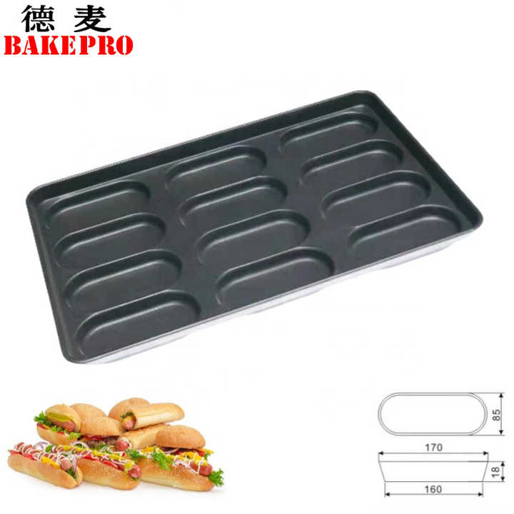 BAKEPRO HB-12R Hotdog Hamburger Bun Baking Pan Production Line Nonstick ...