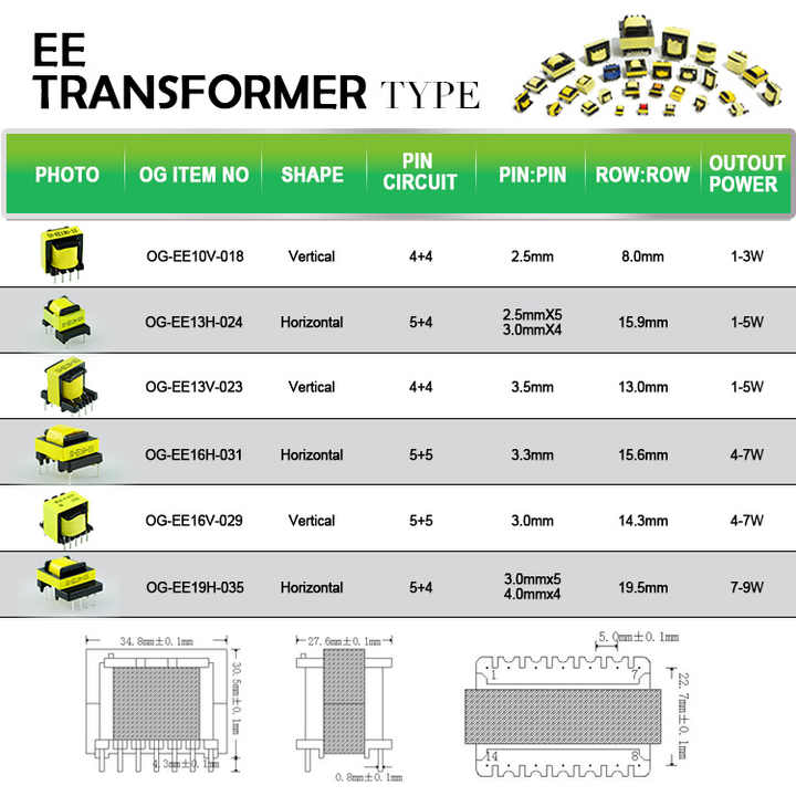 EE8.3 Vertical/horizontal Inductor & Coil Transformer