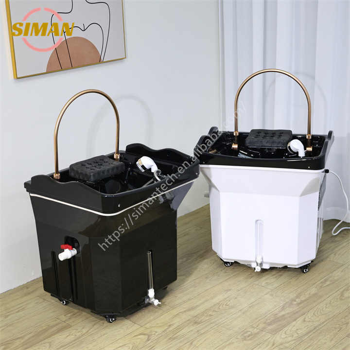 Siman Portable Heating Black Shampoo Basin - Durable & Eco-friendly