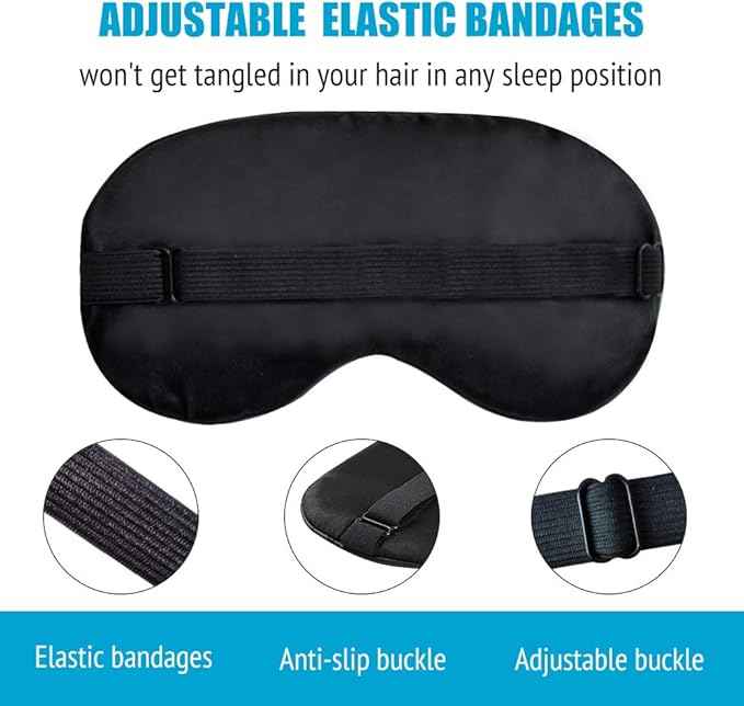 Silk Sleeping Mask, Deep Rest Light Blocking Eye Mask With Adjustable ...