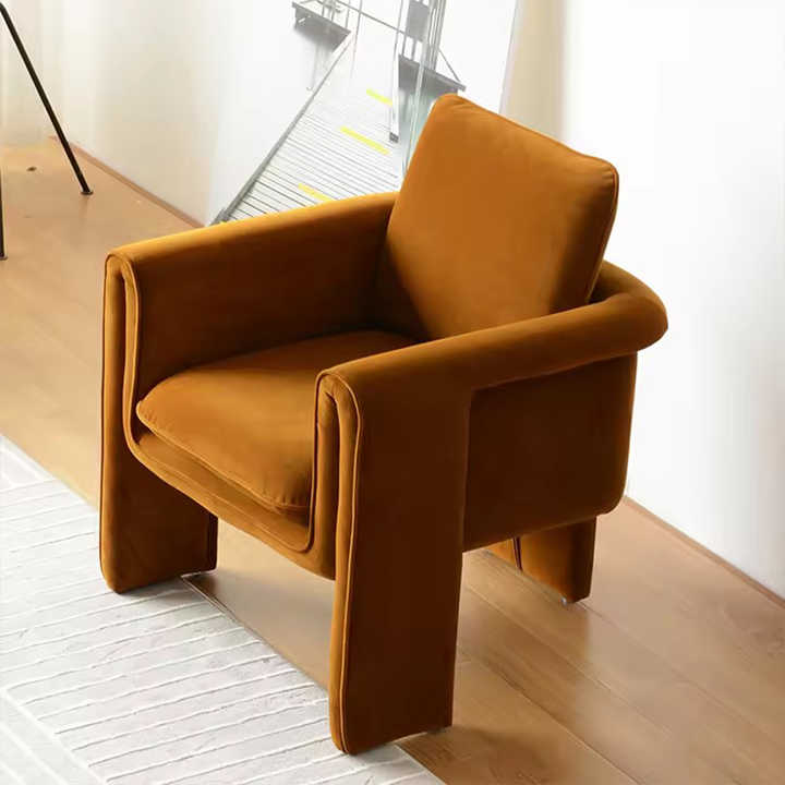 Luxurious U Shape Back Velvet Armchair - Barrel Accent Chair