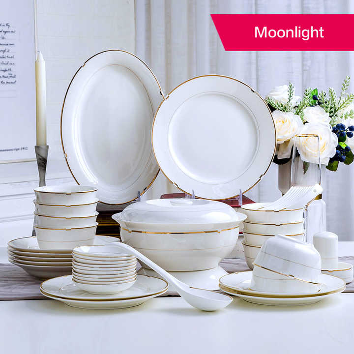 56pcs Bone China Tableware Set - Eco-Friendly Dinnerware