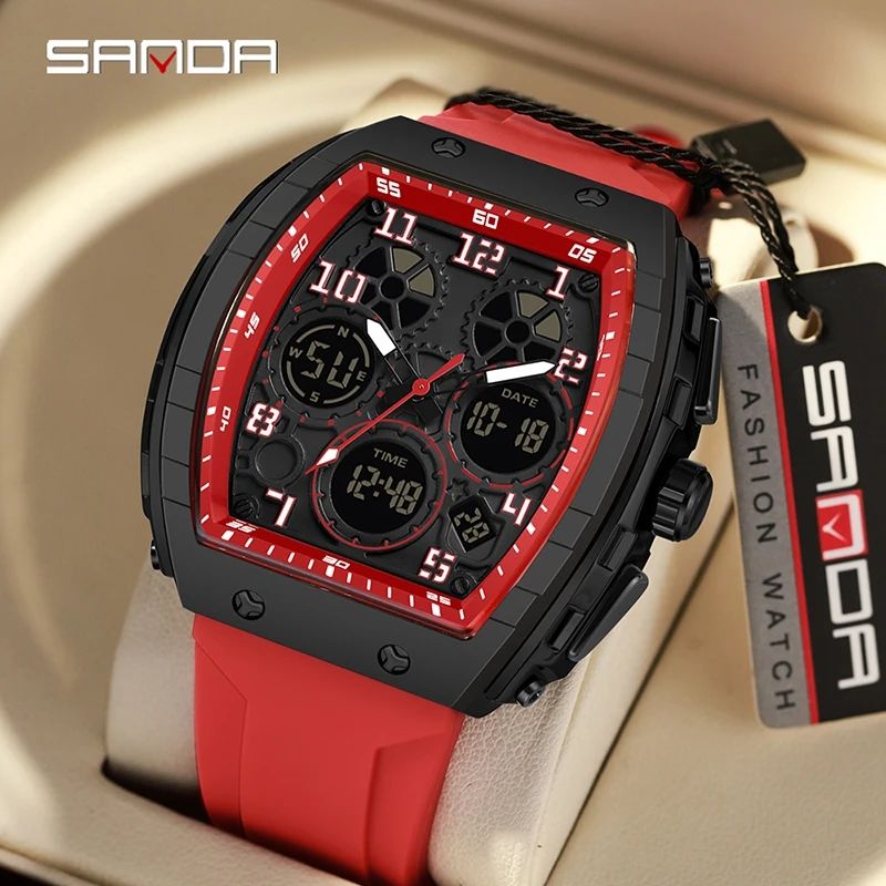 SANDA 6157 Sport Wrist Watch: Waterproof LED Digital Quartz for Men ...