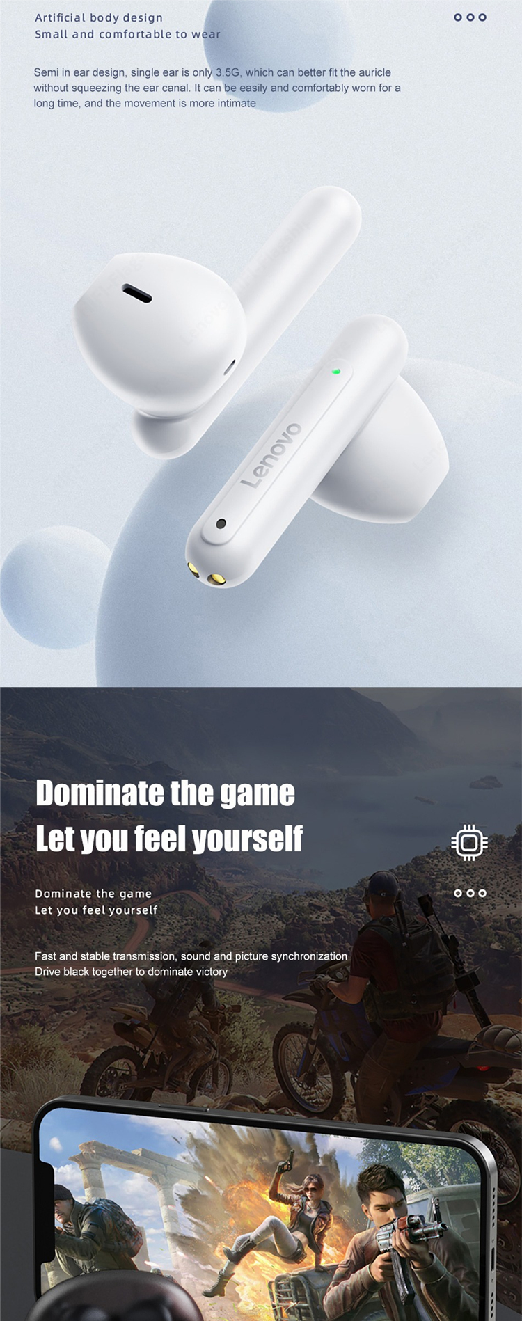 Lenovo Lp1 Pro Thinkplus Tws Headphones Gaming Earbuds Wireless Earphones Lenovo Lp1 Pro - Buy ...