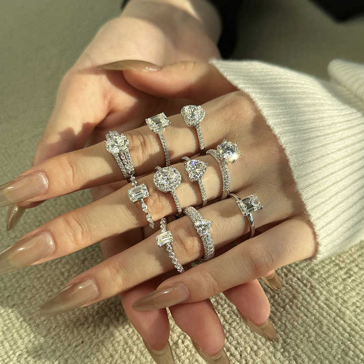 Dylam Elegance Classic Design Fine Jewelry Women S925 Silver Rhodium Plated 0.5ct D VVS1 ...