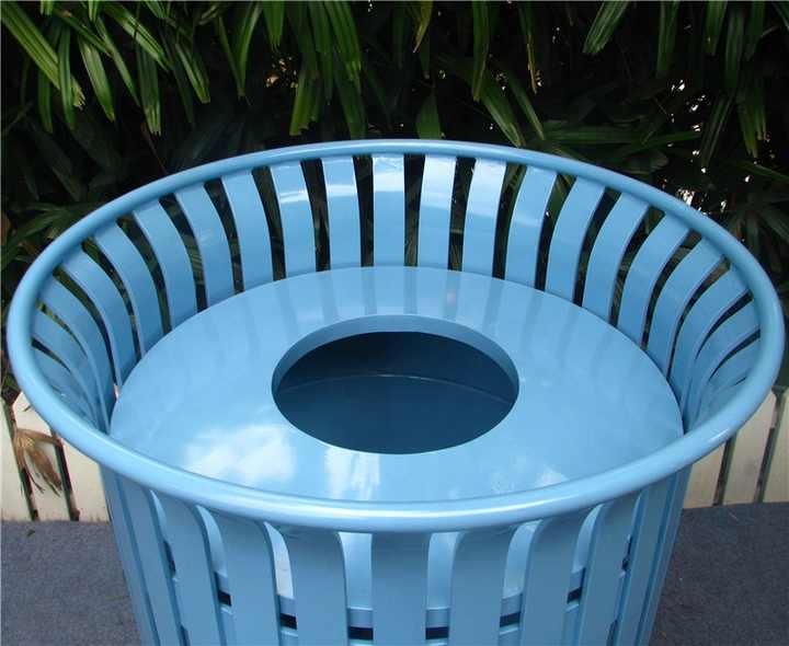 36 Gallon Steel Slat Round Trash Receptacle - Durable & Sustainable