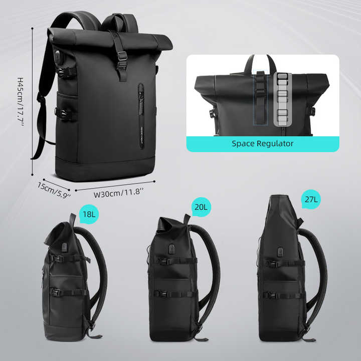 Custom Logo Design Roll Top Travel Backpack - College School