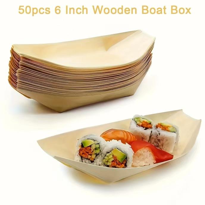 One-time Paper Boat Sushi Wood-plywood Boat Snack French Fries ...