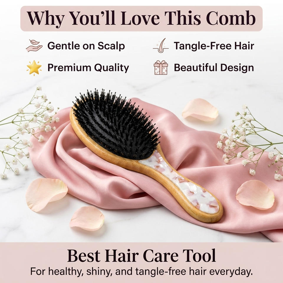 Hot Style Natural Bamboo Handle Acetate Hair Brush Anti-static Air ...