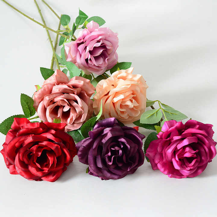 SEASON Wholesale Single Stem Rose Artificial Red Rose Flowers for ...