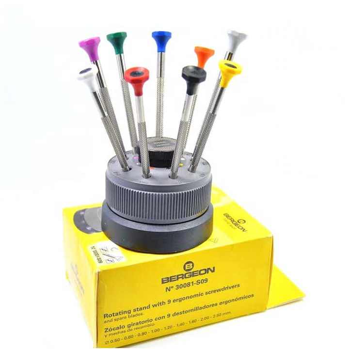 BERGEON 30081-S Watch Repair Tools - 9 Pcs Stainless Steel Screwdriver Set