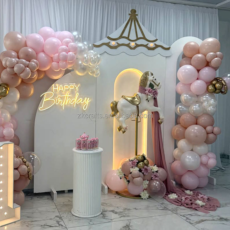 ZKAI Dream Birthday Party Carousel Background White Acrylic Backdrop ...